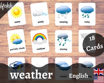 Weather Montessori Three Part Cards - Etsy