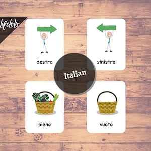 Antonyms ITALIAN Flashcards, English Bilingual Cards, 104 Opposite ...