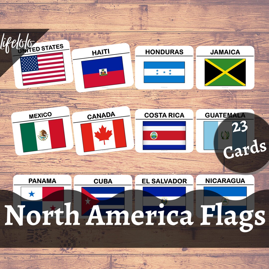 NORTH AMERICA FLAGS | 23 Flash Cards, Montessori Cards, Homeschooling ...