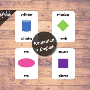Shapes ROMANIAN Flash Cards | English Bilingual Cards | Geometric ...
