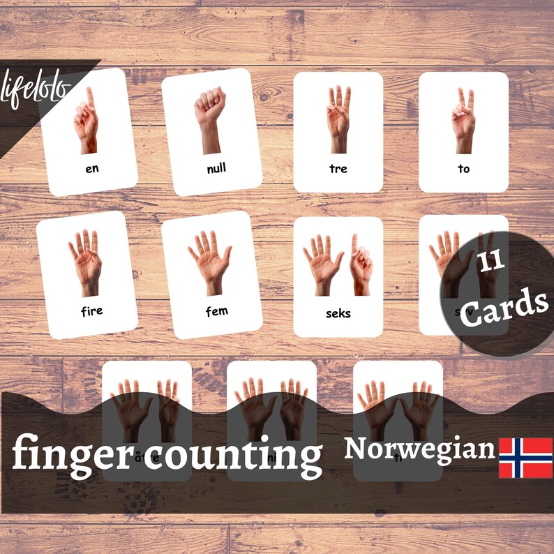 NORWEGIAN Numbers Counting Flashcards Learn Norwegian - Etsy