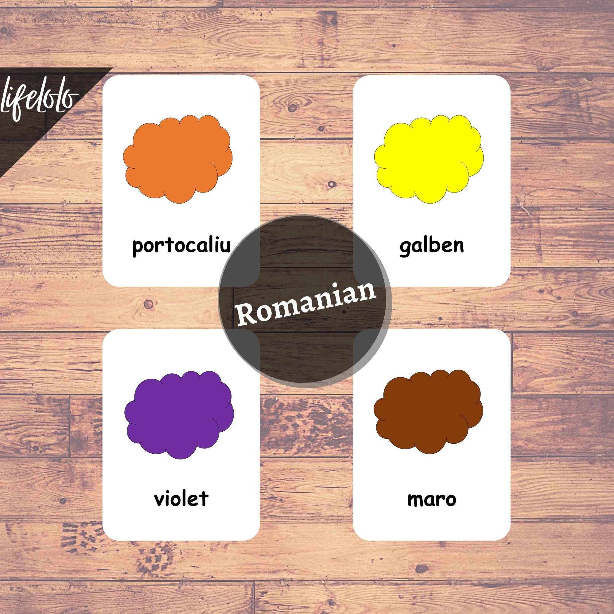 Colors ROMANIAN Version - English Bilingual Cards | 12 Romanian Flash ...