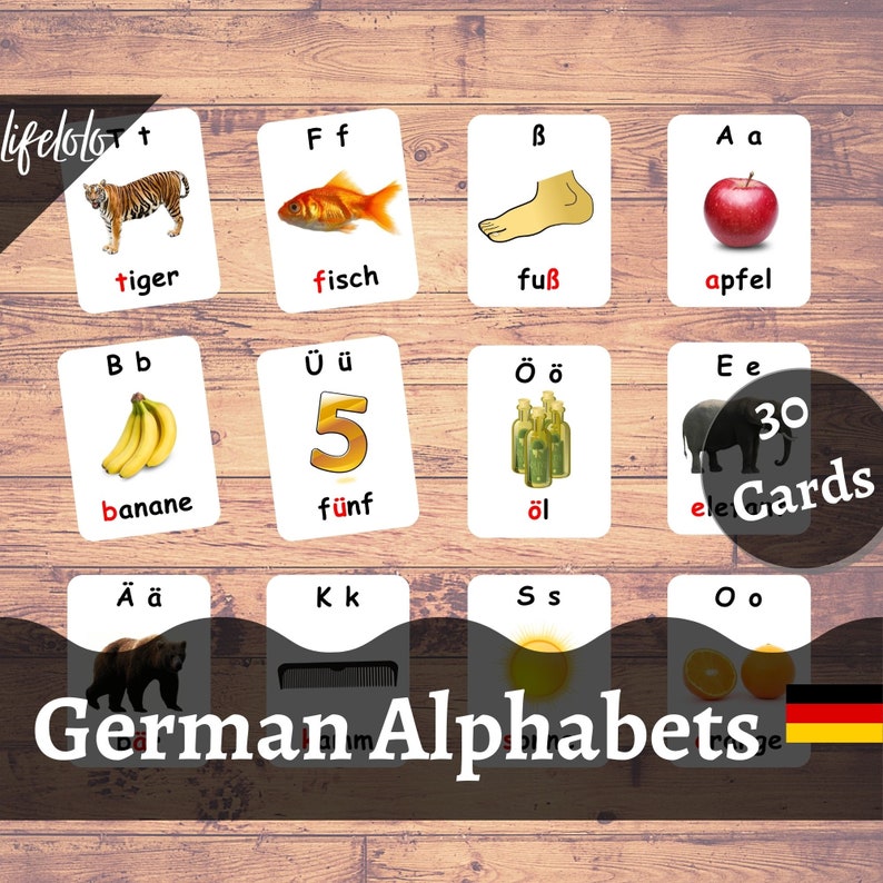 German Alphabets Flash Cards Montessori Cards German - Etsy