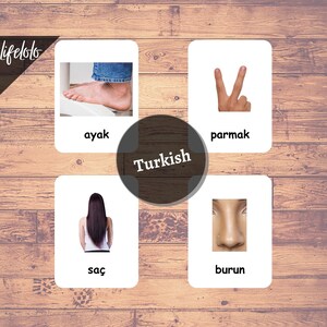 Body Parts (real) | TURKISH | English Bilingual Cards | 24 Turkish ...