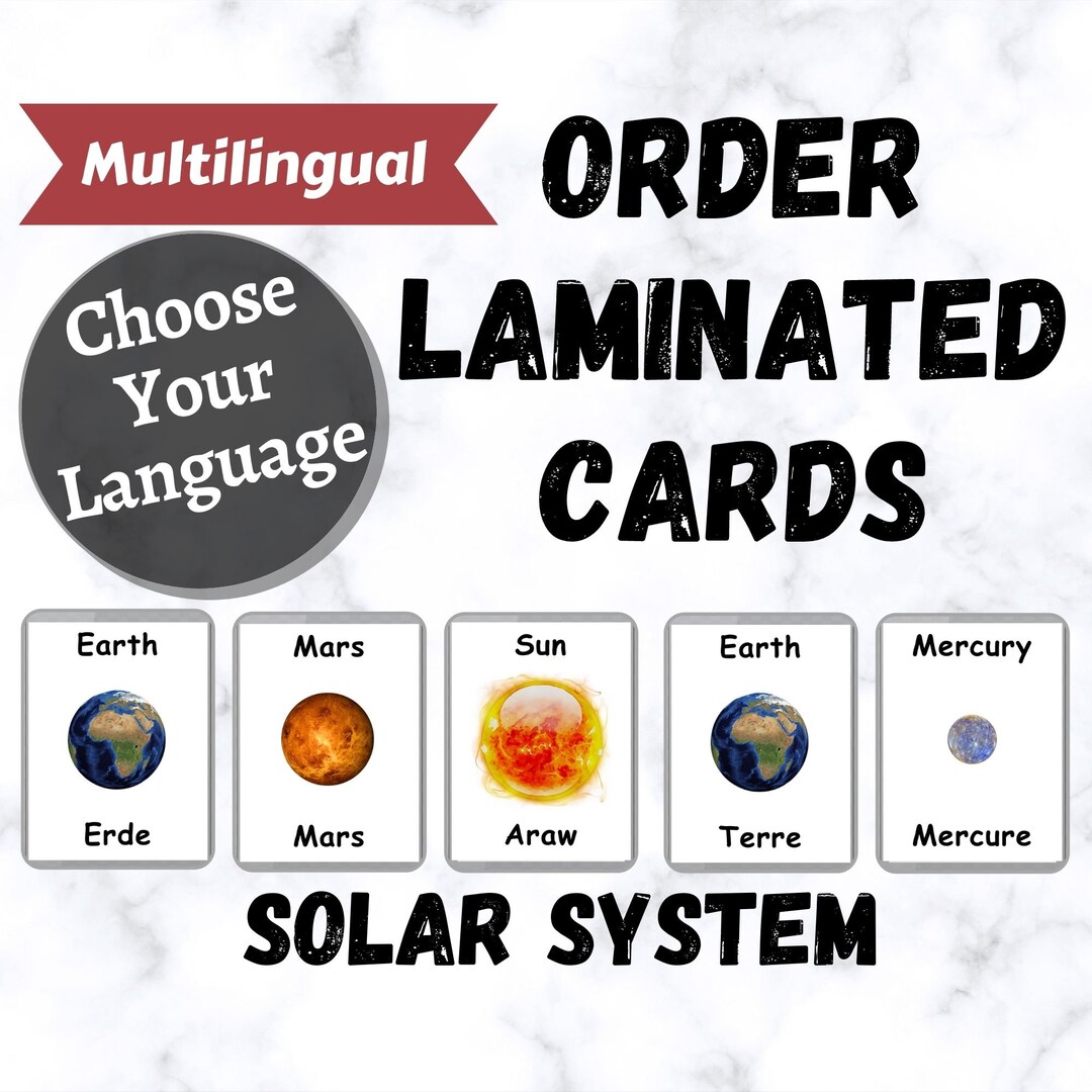 Printed Laminated Cards | Solar System Flash Cards | Bilingual Flash ...