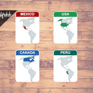 North America & South AMERICA Maps, 49 Montessori Cards, Homeschooling ...