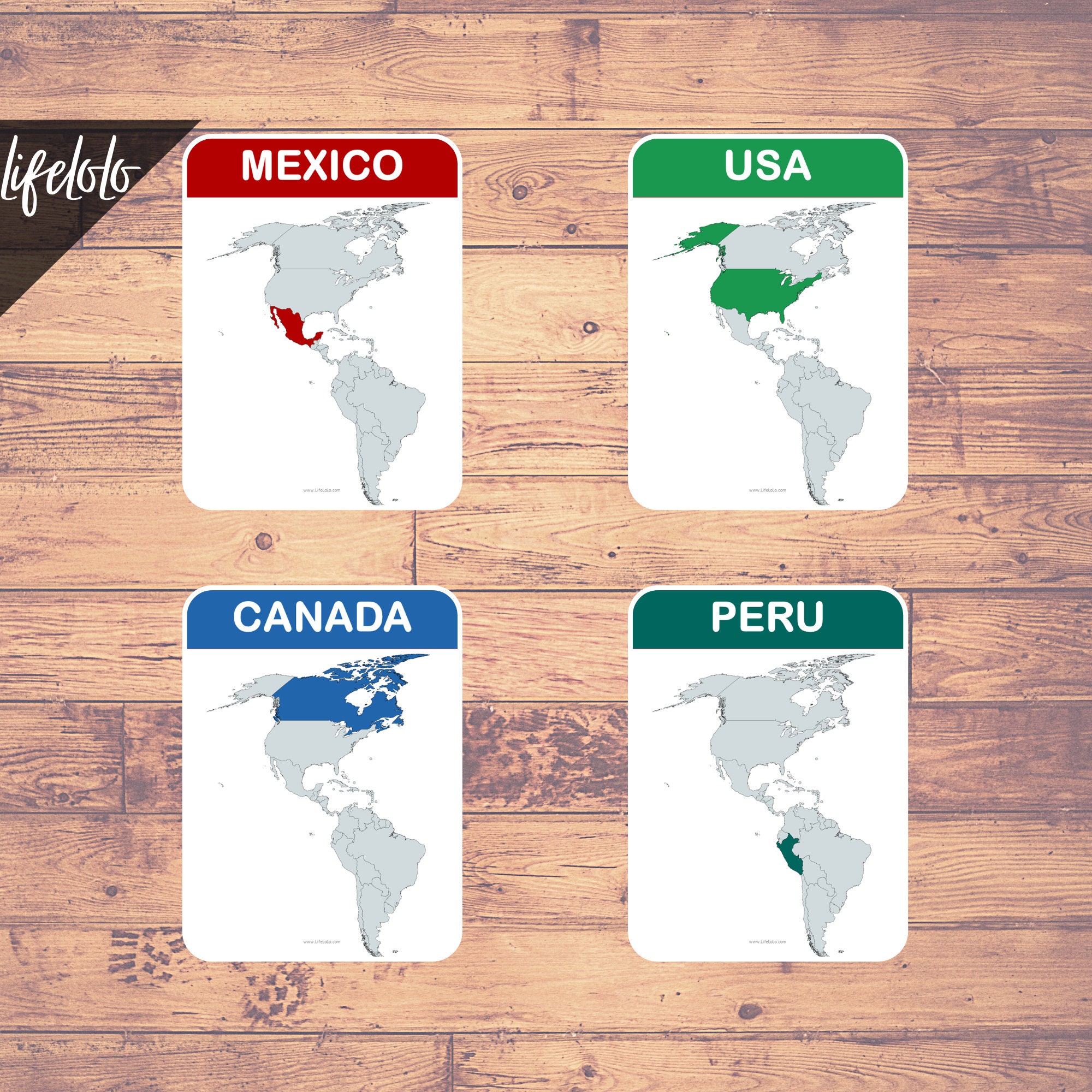 North America & South AMERICA Maps, 49 Montessori Cards, Homeschooling ...