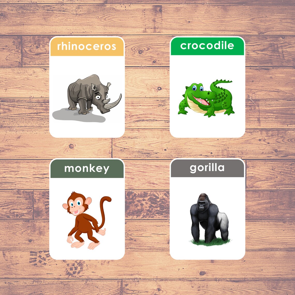 Wild Animals Flashcards Montessori Homeschooling - Etsy