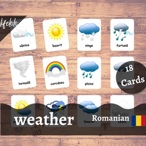 Weather Cards in ROMANIAN | Romanian Flash Cards | English Bilingual ...