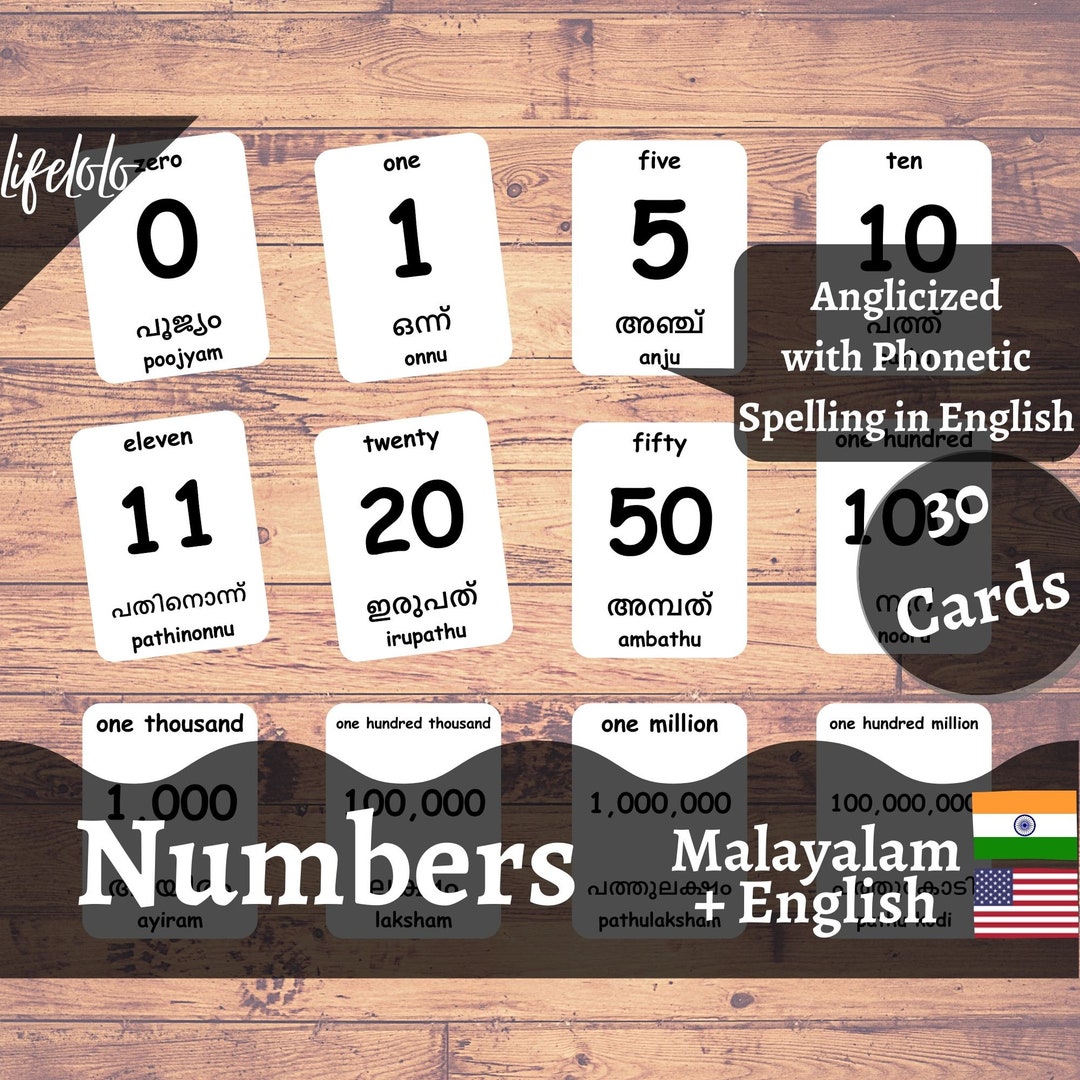 Malayalam Numbers, 30 Flash Cards, Toddler Games, Montessori Math, Math ...