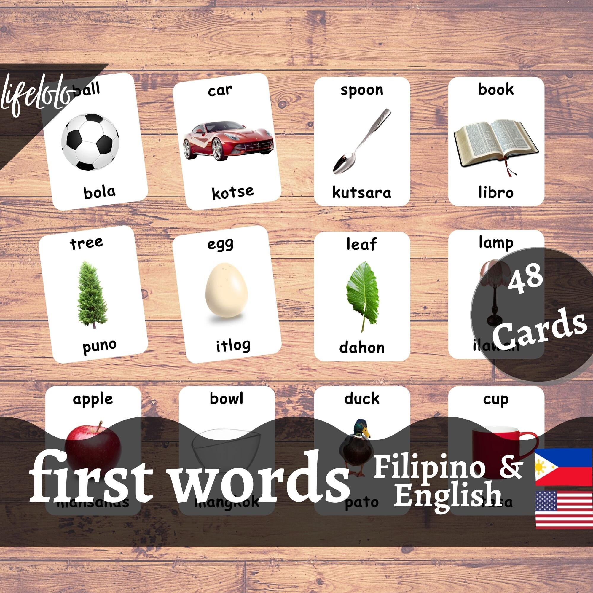 Filipino Laminated Flash Cards Handmade Flash Cards - Etsy