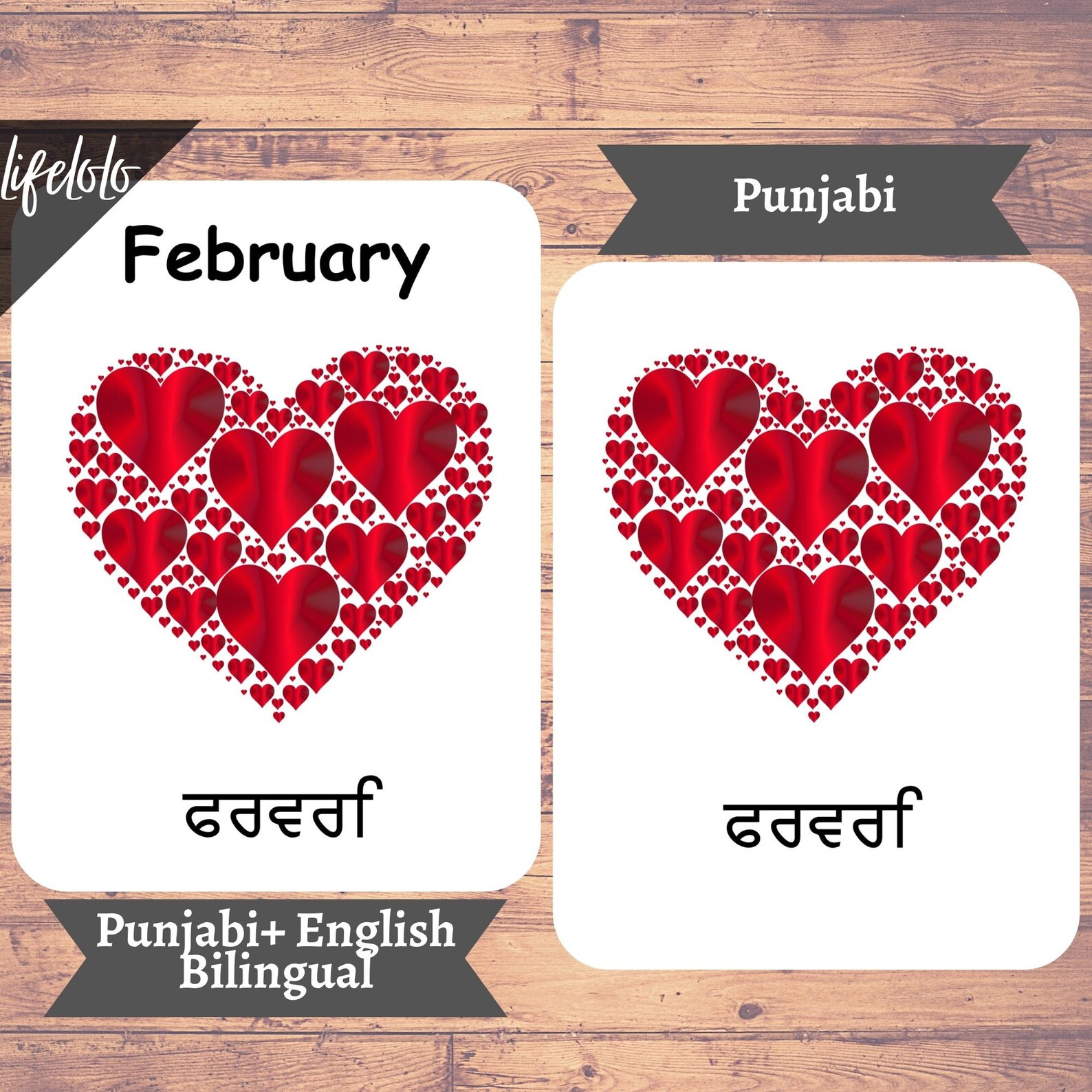 Months of the Year PUNJABI Flash Cards 12 Bilingual Cards - Etsy Canada