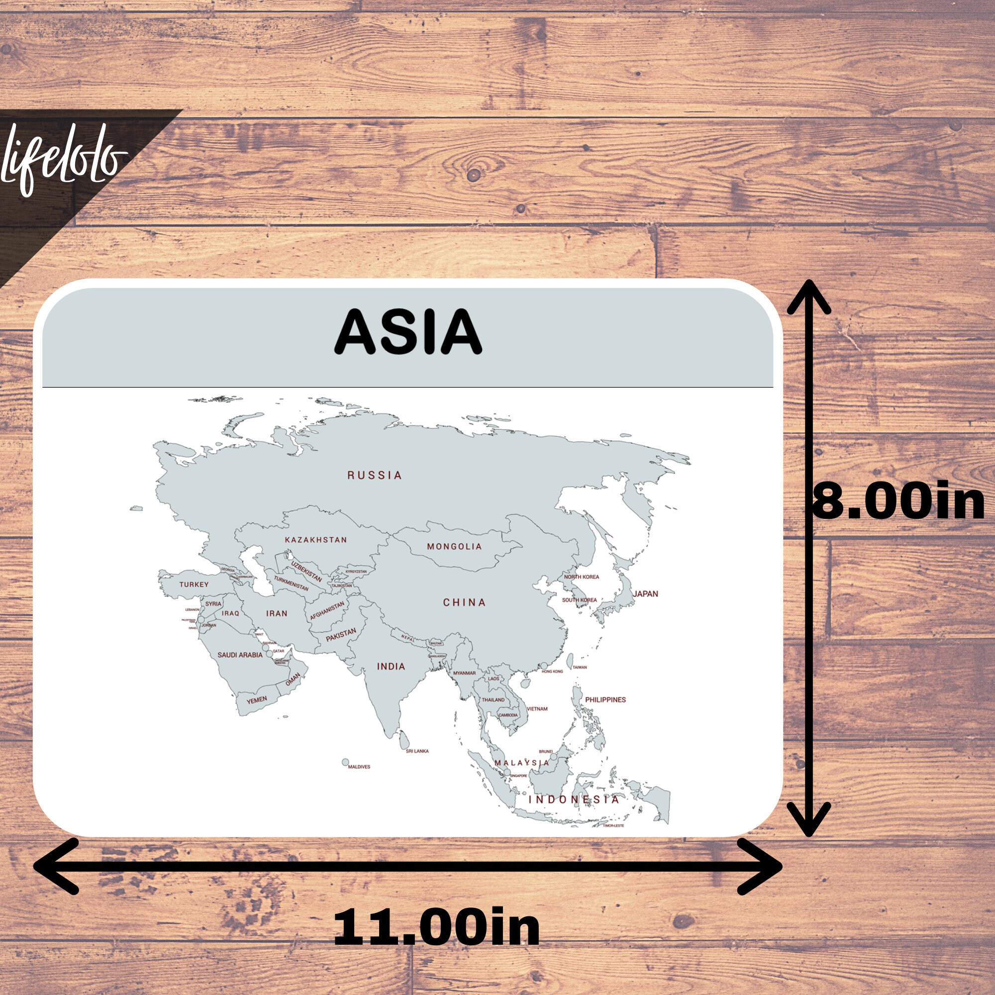 ASIA Map Flash Cards Montessori Cards Three Part Cards | Etsy