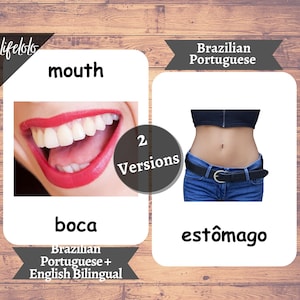 Body Parts (real) | Brazilian PORTUGUESE | English Bilingual Cards | 24 ...
