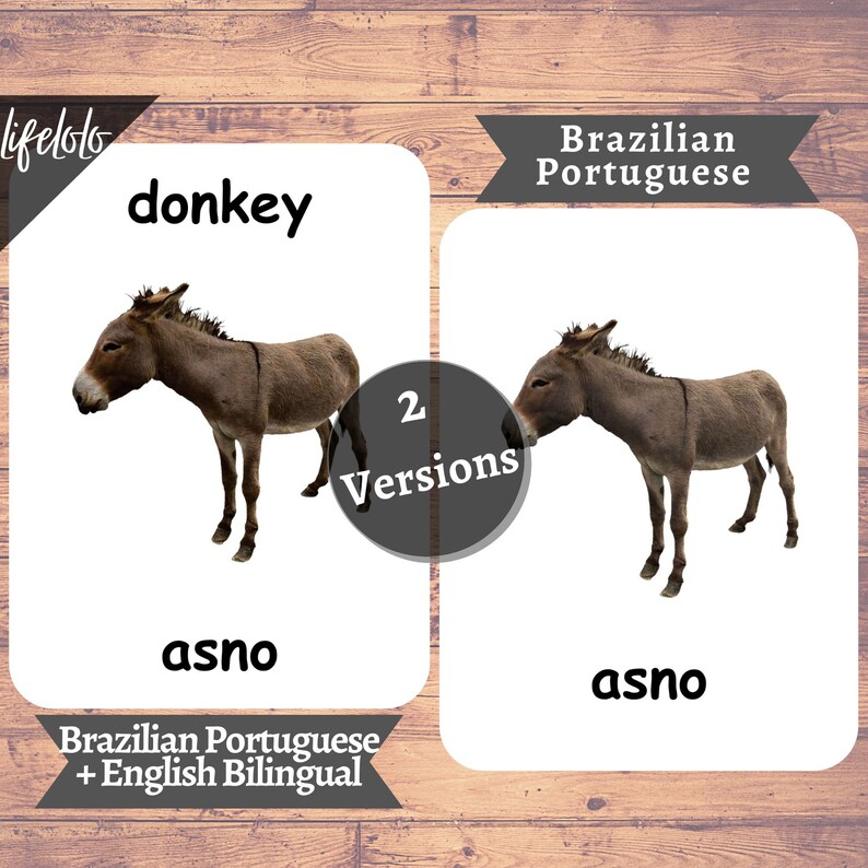Farm Animals | Brazilian PORTUGUESE | English Bilingual Cards | 27 ...