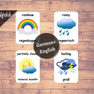 Weather Cards in GERMAN | German Flash Cards | English Bilingual Cards ...