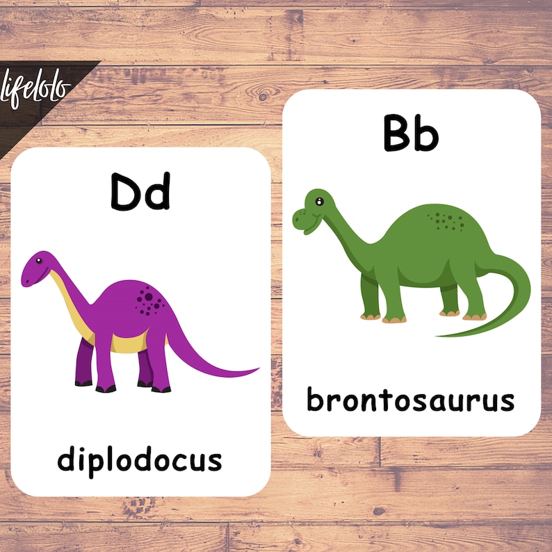 Dinosaur Alphabets | 26 Flash Cards | English Alphabets, Montessori ...