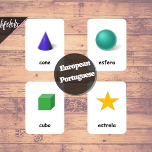 Shapes EUROPEAN PORTUGUESE Flash Cards | English Bilingual Cards ...