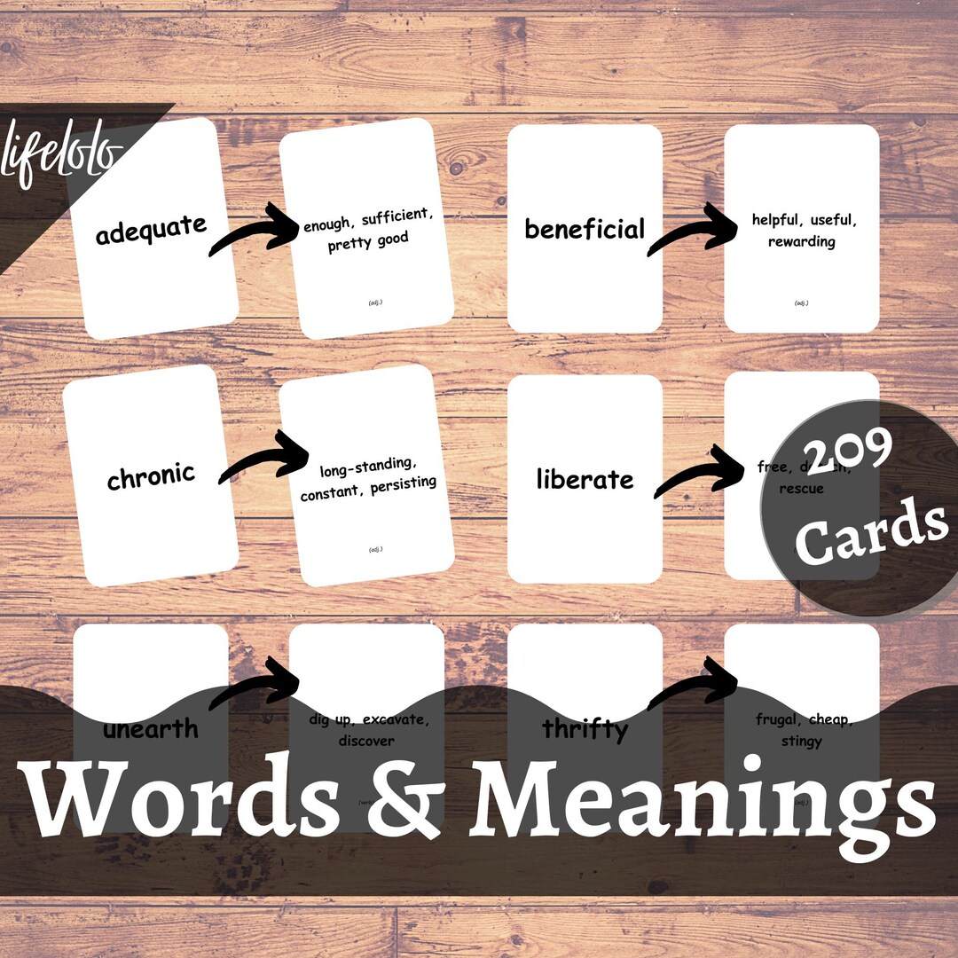 Words & Meanings, 209 Vocabulary Flash Cards, Elementary English ...