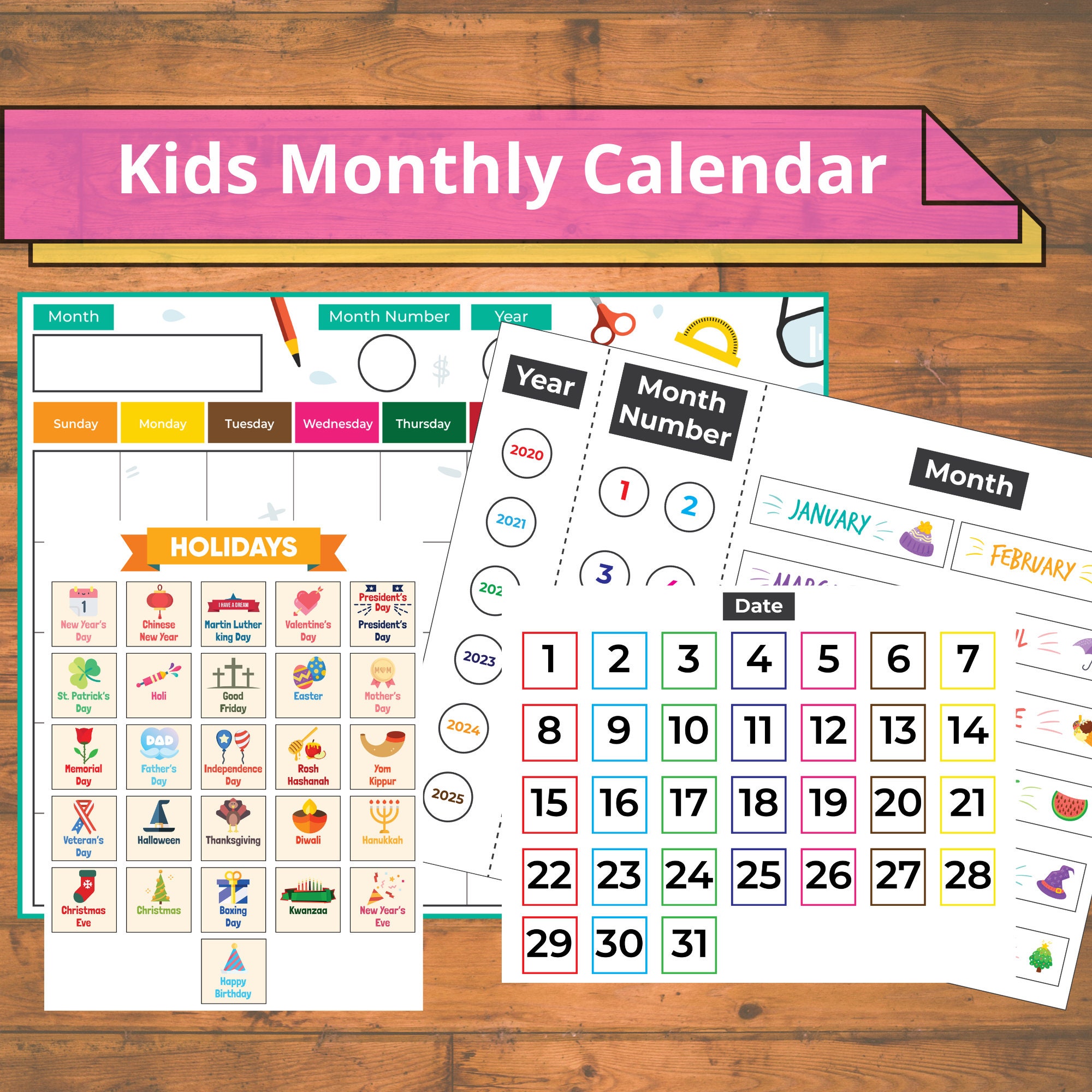 Kids Monthly Calendar, Homeschool Calendar, Activity Chart, Calendar ...