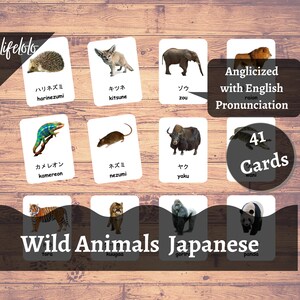 Wild Animals Japanese English Bilingual Cards, Montessori Printable ...