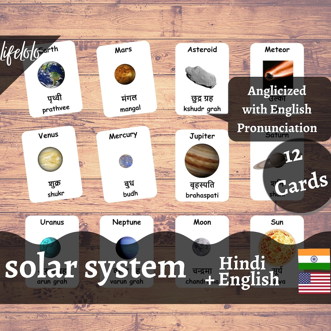 Solar System - HINDI Flash Cards | Montessori Cards | Hindi Printable ...