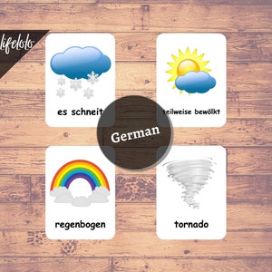 Weather Cards in GERMAN | German Flash Cards | English Bilingual Cards ...