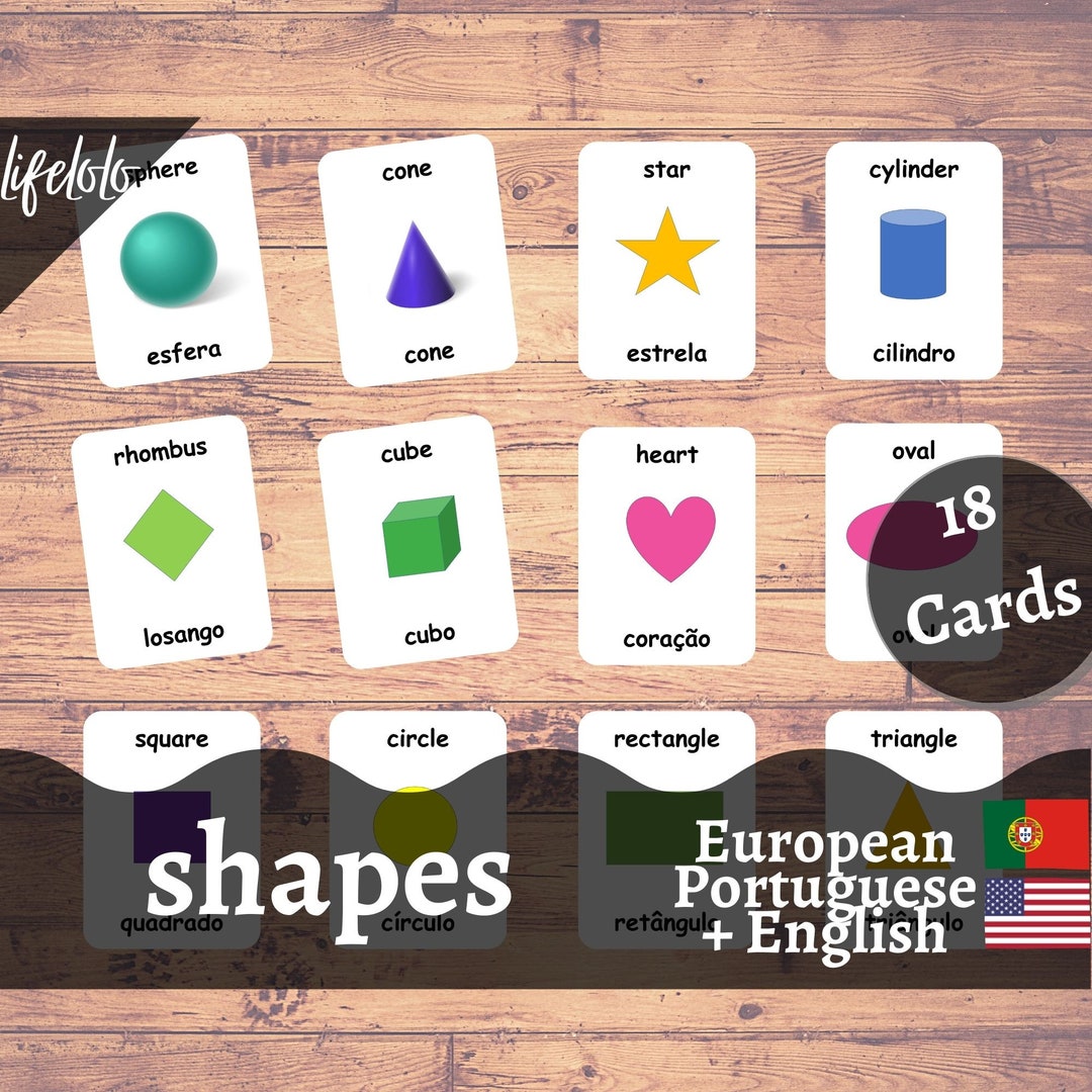 Shapes EUROPEAN PORTUGUESE Flash Cards | English Bilingual Cards ...