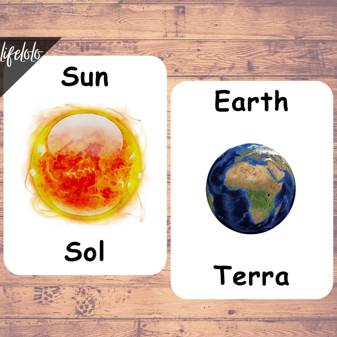 Solar System Portuguese Flash Cards Montessori cards | Etsy