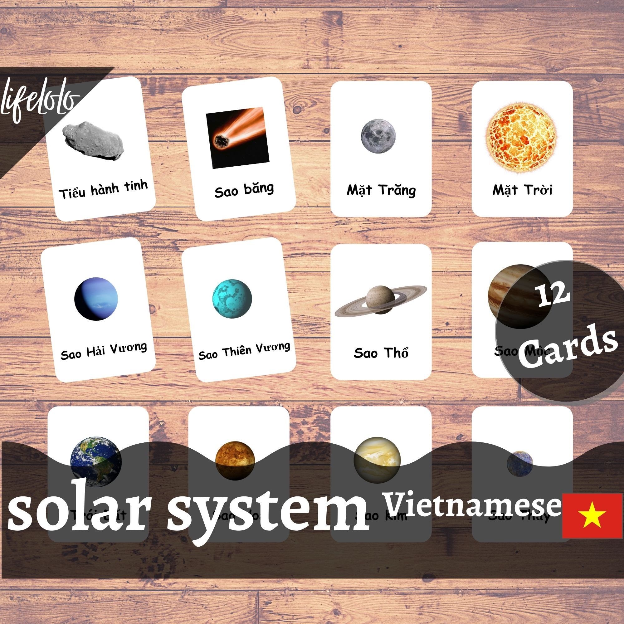 Solar System - VIETNAMESE Flash Cards | Montessori Cards | Vietnamese ...