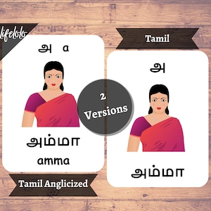 Tamil Alphabets With Words Flash Cards, English Pronunciation ...