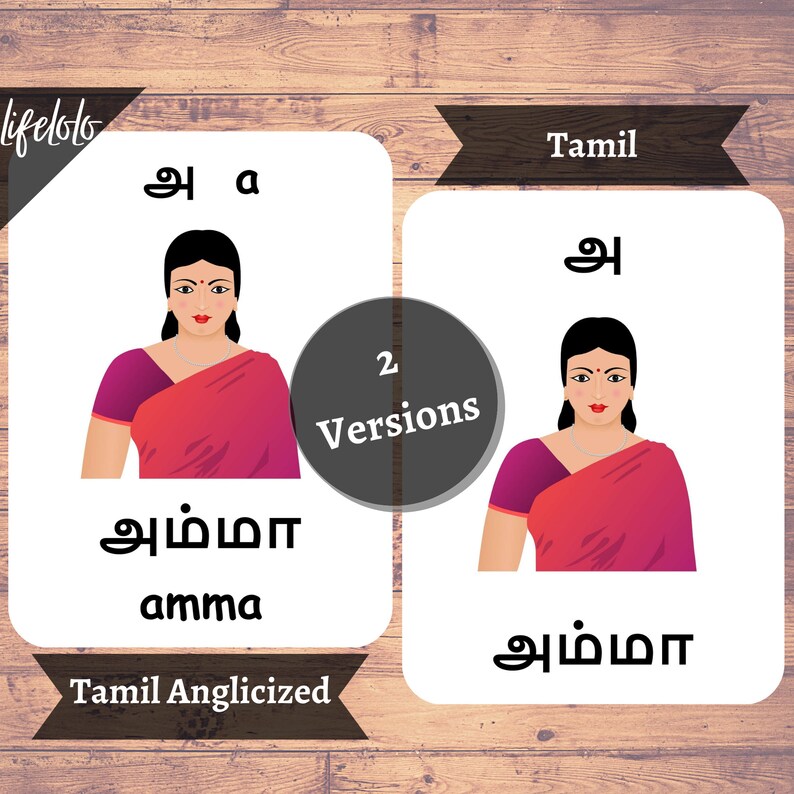 Tamil Alphabets With Words Flash Cards English Pronunciation