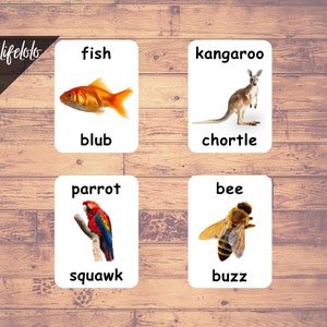 Animal Sounds Flash Cards, Montessori Cards, Nursery Printable, 3 Part ...