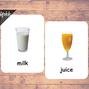 First Foods, 48 Flash Cards, US & UK English, Montessori Cards ...