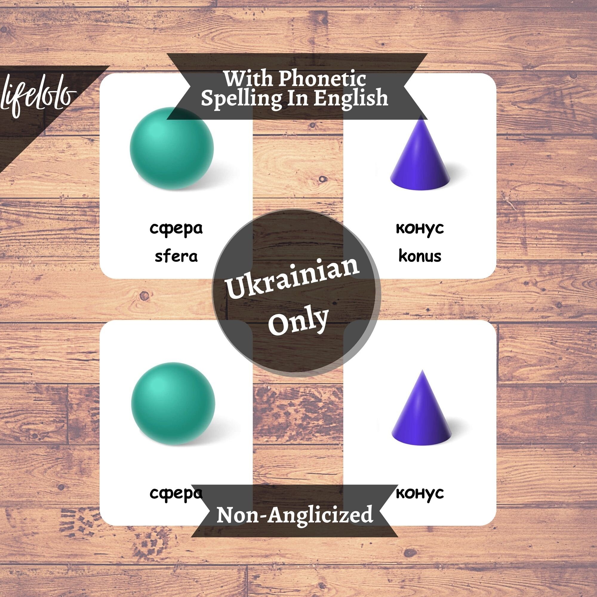 Shapes UKRAINIAN Flash Cards English Bilingual Cards | Etsy