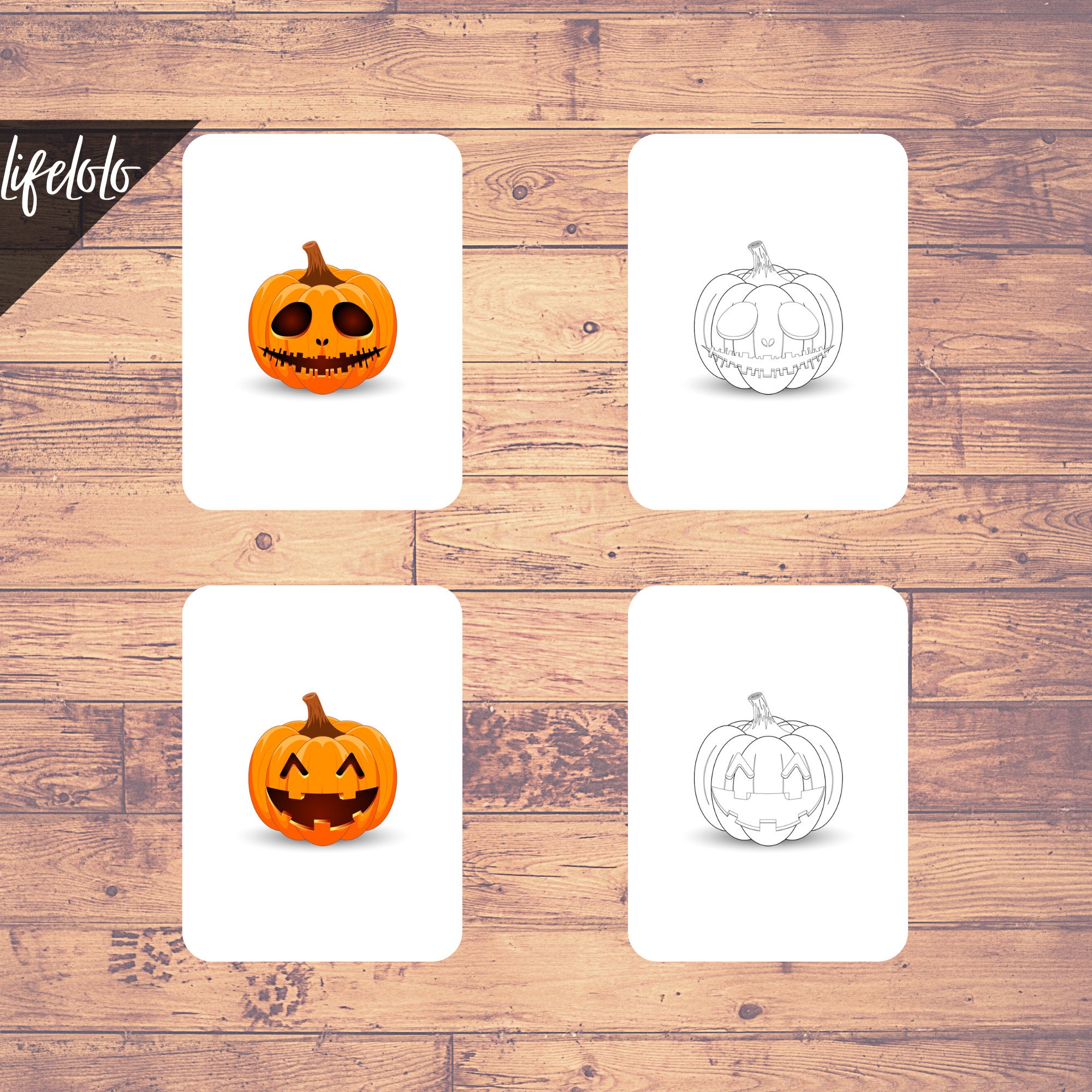 HALLOWEEN GAME Flash Card Pumpkin Shadow Matching Fall Busy | Etsy