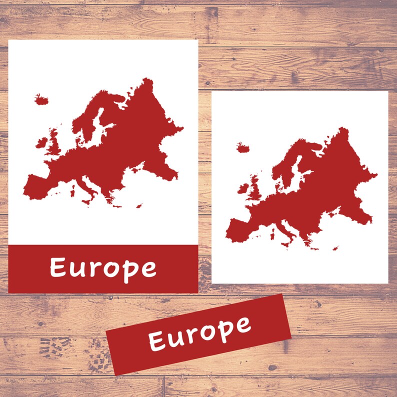 Continents Flash Cards Montessori Cards Homeschooling Kids - Etsy