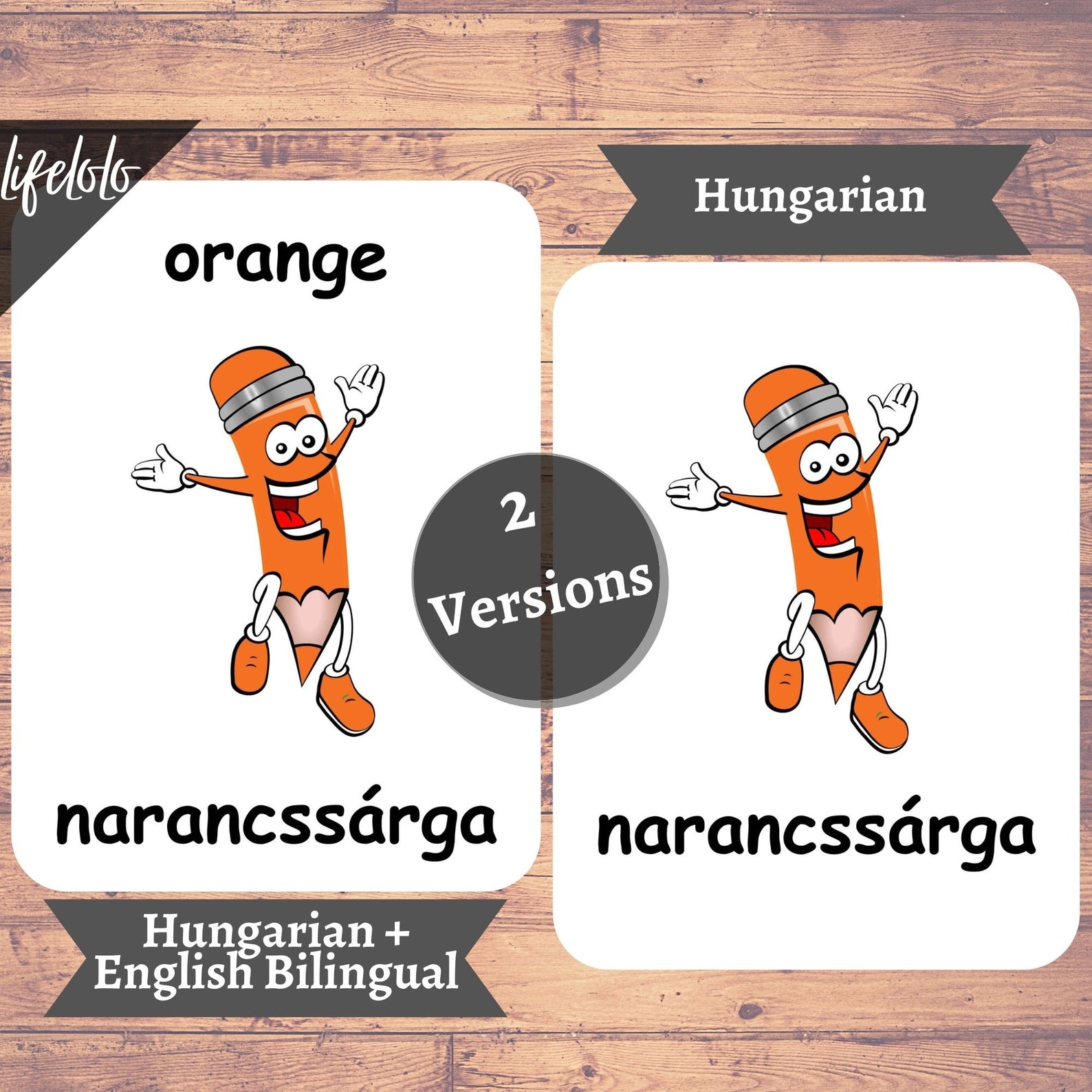 Colors HUNGARIAN Version - English Bilingual Cards | 12 Hungarian Flash ...