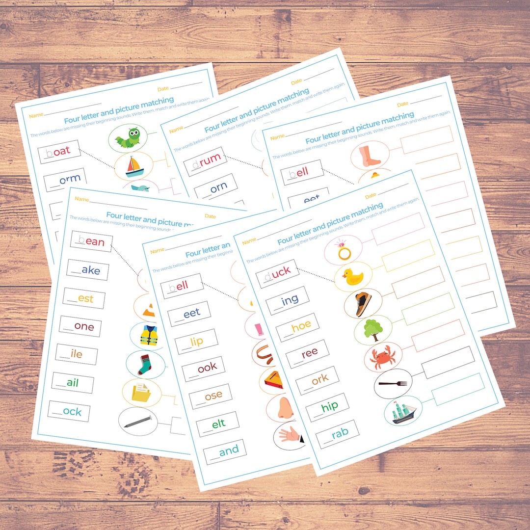 Four Letter Matching & Writing - Write N Wipe Mat | Language Writing ...