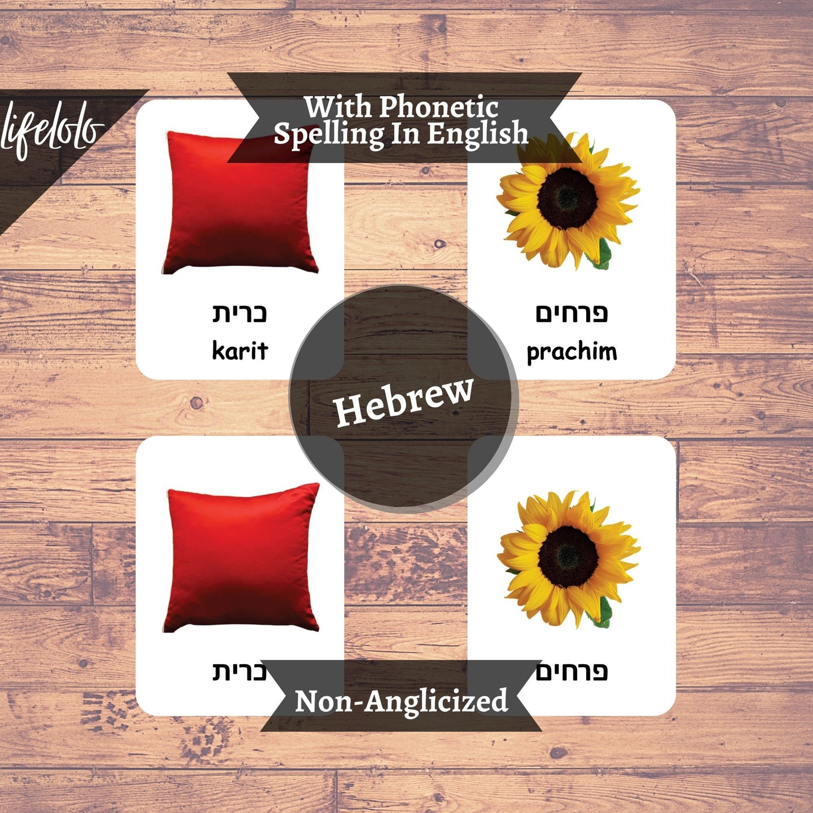 First Words HEBREW Version English Bilingual Cards 48 | Etsy