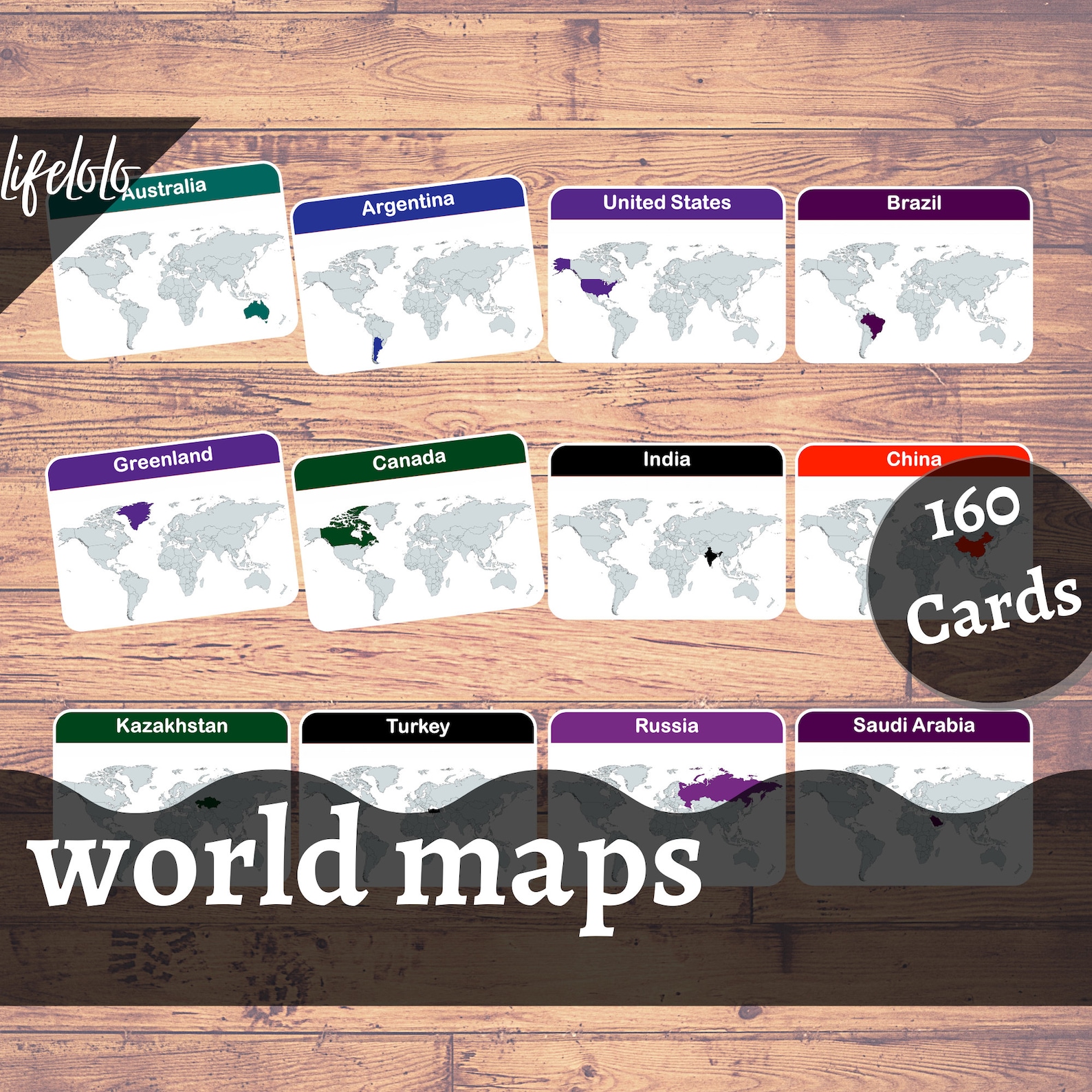 WORLD MAP Flash Cards Montessori Material Map of the World - Etsy