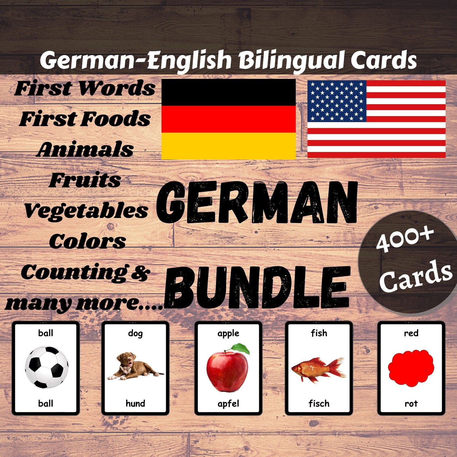 GERMAN Flash Cards BUNDLE German English Bilingual Cards | Etsy