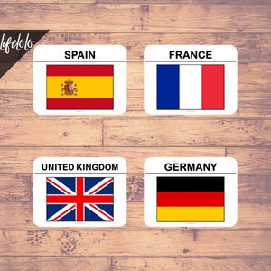 Europe Flags Flash Cards, 47 Nomenclature Cards, Montessori Materials ...