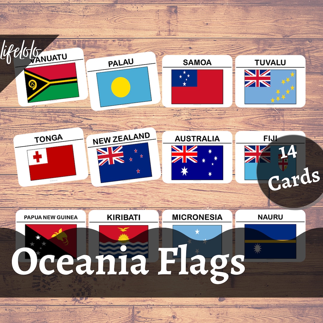 AUSTRALIA OCEANIA FLAGS | 14 Nomenclature Cards, Montessori Materials ...