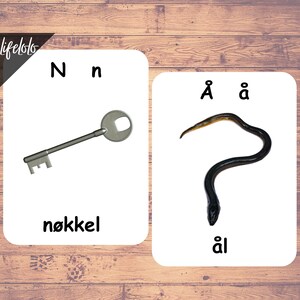 Norwegian Alphabets Flash Cards, Norwegian Montessori Cards ...
