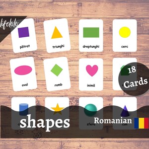 Shapes ROMANIAN Flash Cards | English Bilingual Cards | Geometric ...