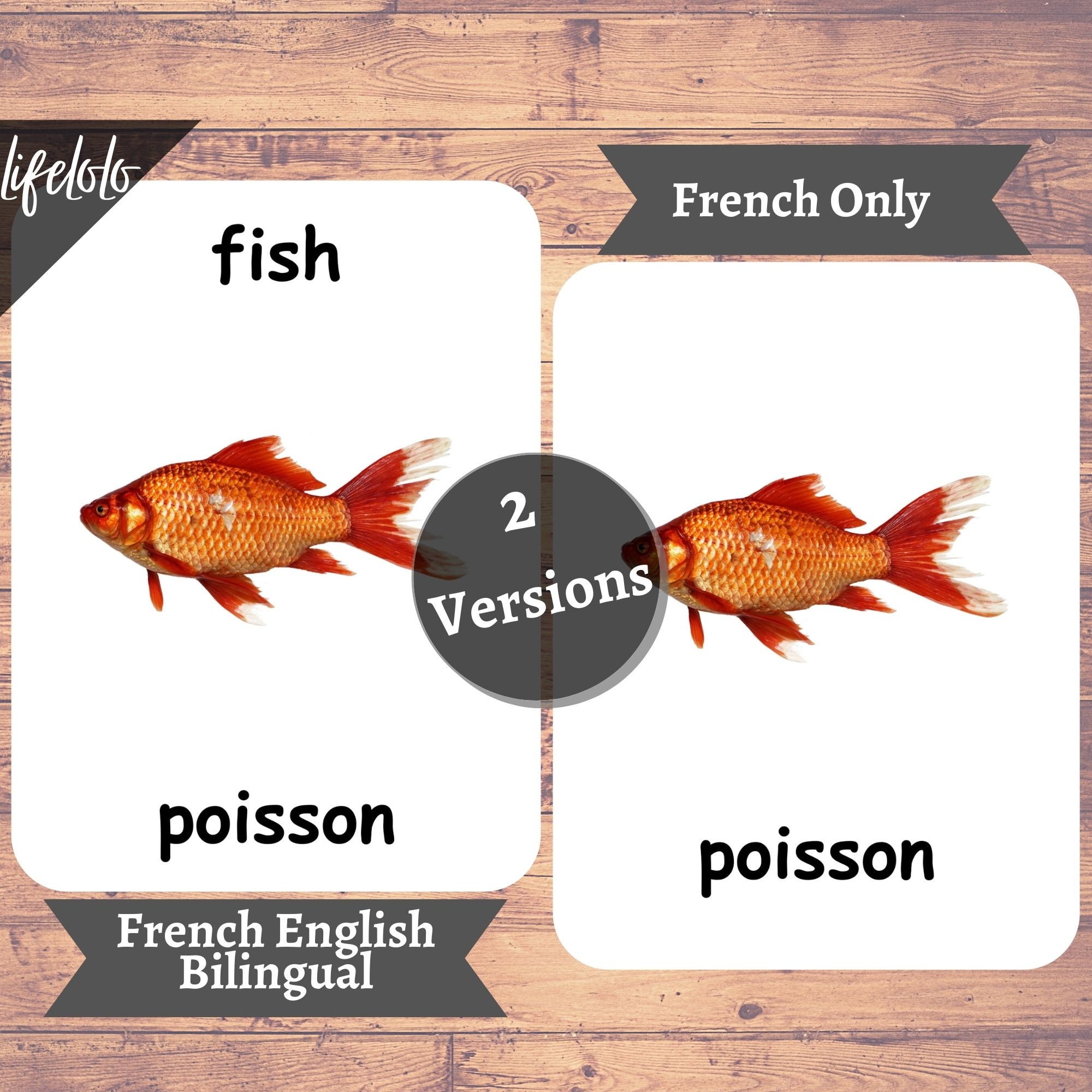 Sea Animals FRENCH Version - English Bilingual Cards | 26 French Flash ...