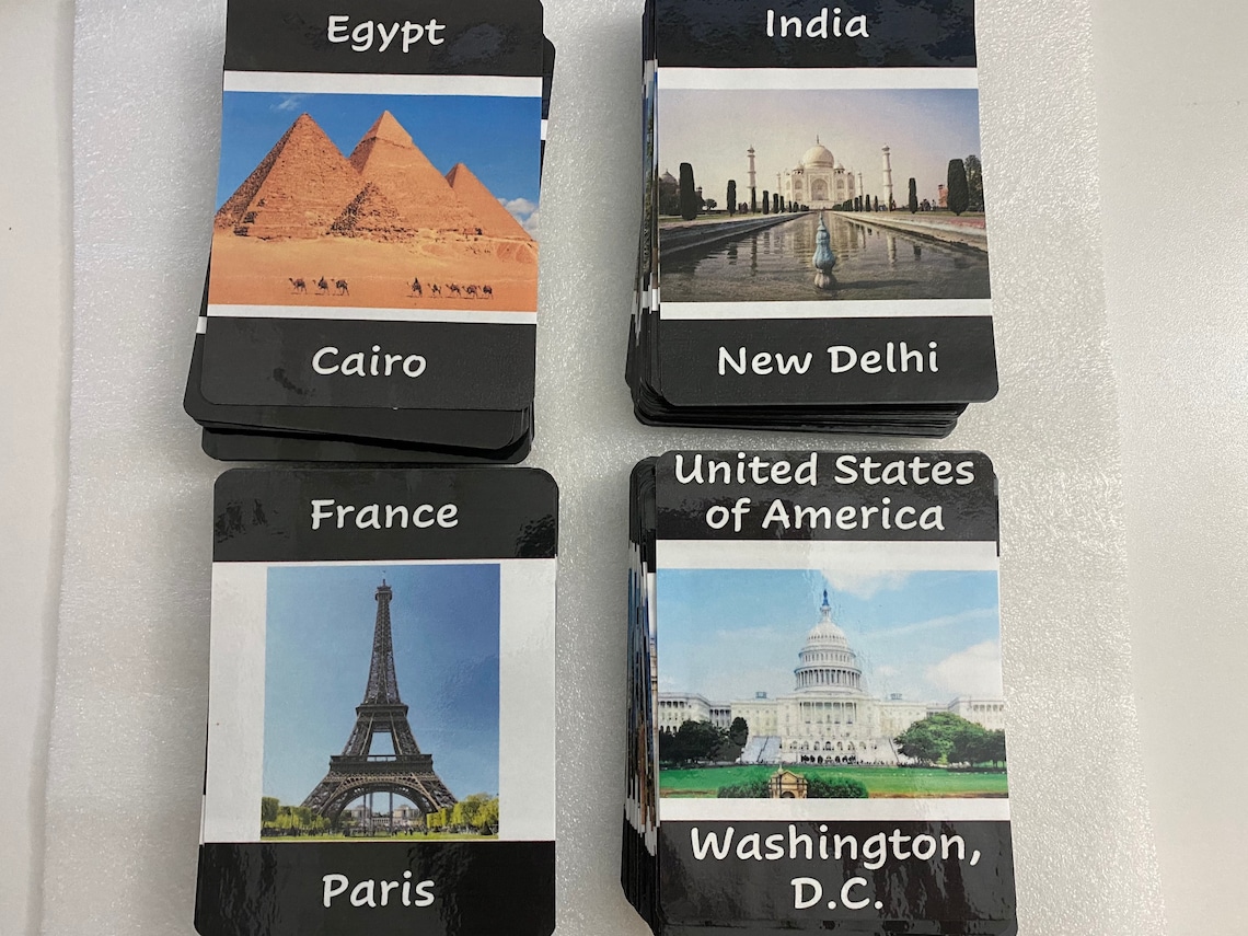 World Countries and Capitals (set 1) | 100 Flash Cards, Montessori ...