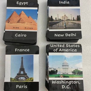 World Countries and Capitals (set 1) | 100 Flash Cards, Montessori ...