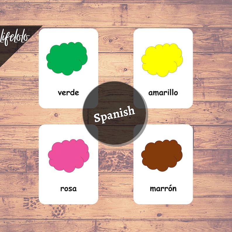 Colors SPANISH Version - English Bilingual Cards | 12 Spanish Flash ...